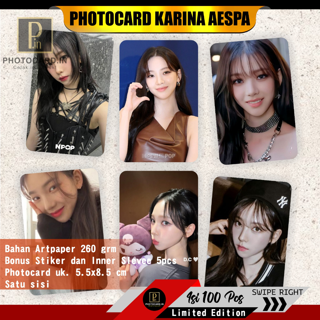 Photocard Yu Ji Min (Karina "Aespa") Contents 100pcs (Free Sticker And ...