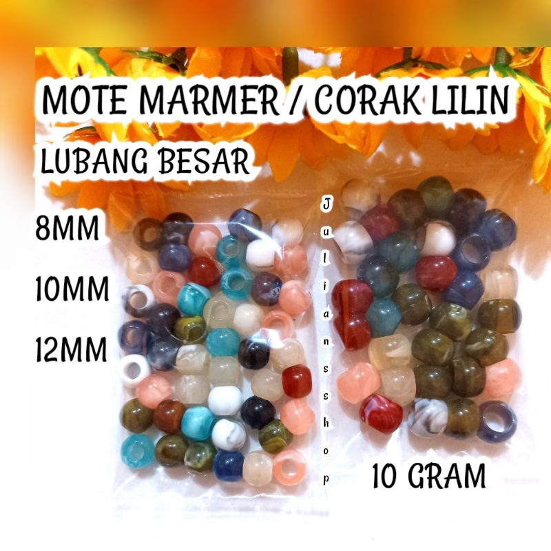 [10 Grams] 8mm 10mm Large Hole Round Marble Acrylic Mote Beads | Shopee ...