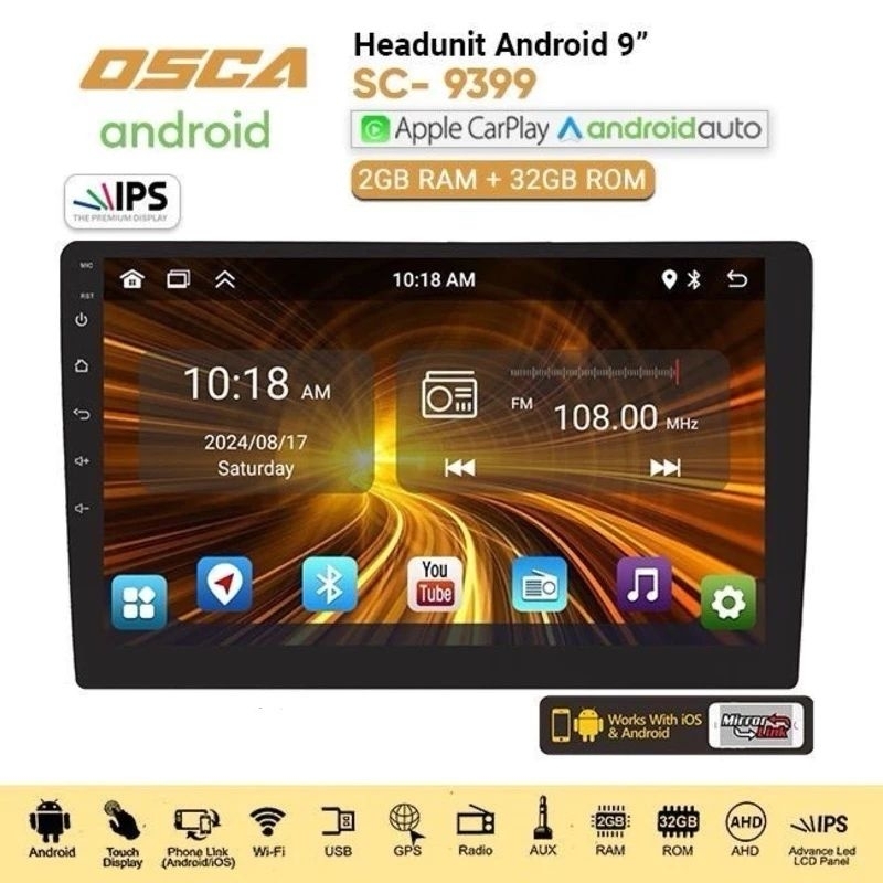 9 inch Android Head unit OSCA SC-9399 2GB+64GB Android Auto Carplay ...