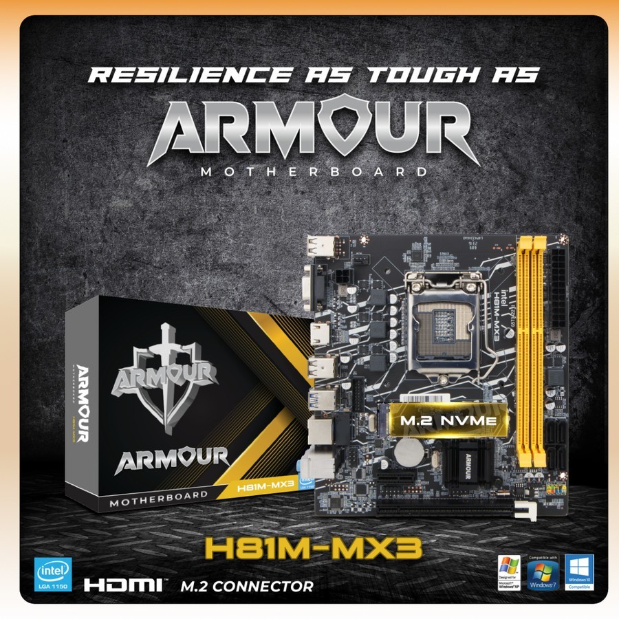 Motherboard/mainboard Armor H81M-MX3 Lga 1150 H81 DDR3 M.2 Nvme M-ATX ...