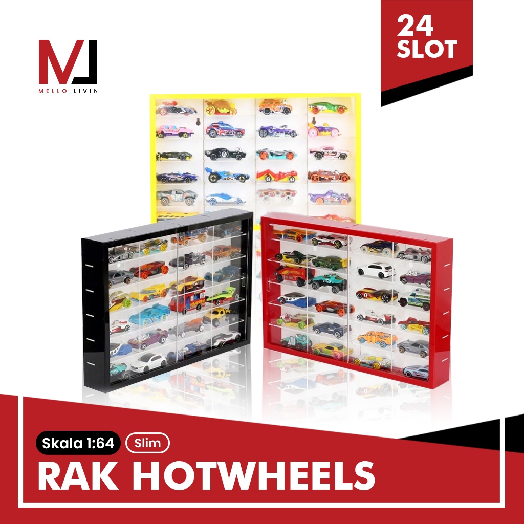 HOTWHEELS RACK CONTENTS 24 SLOT SLIM NO HEADER SCALE 1:64 / ACRYLIC HOTWHEEL RACK / ACRYLIC ...