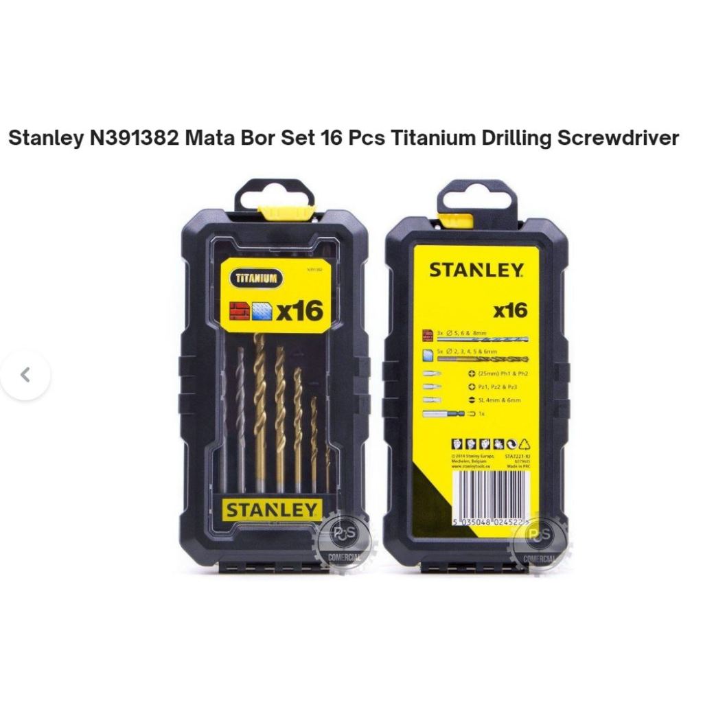 MATA Drill Bit SET STANLEY TITANIUM DRILL SCREWDRIVER N391382 16pcs ...