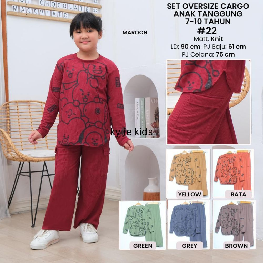 Bt21 SET OVERSIZE CARGO Children 7-10 Years 22 KNIT Material ALL SIZE ...