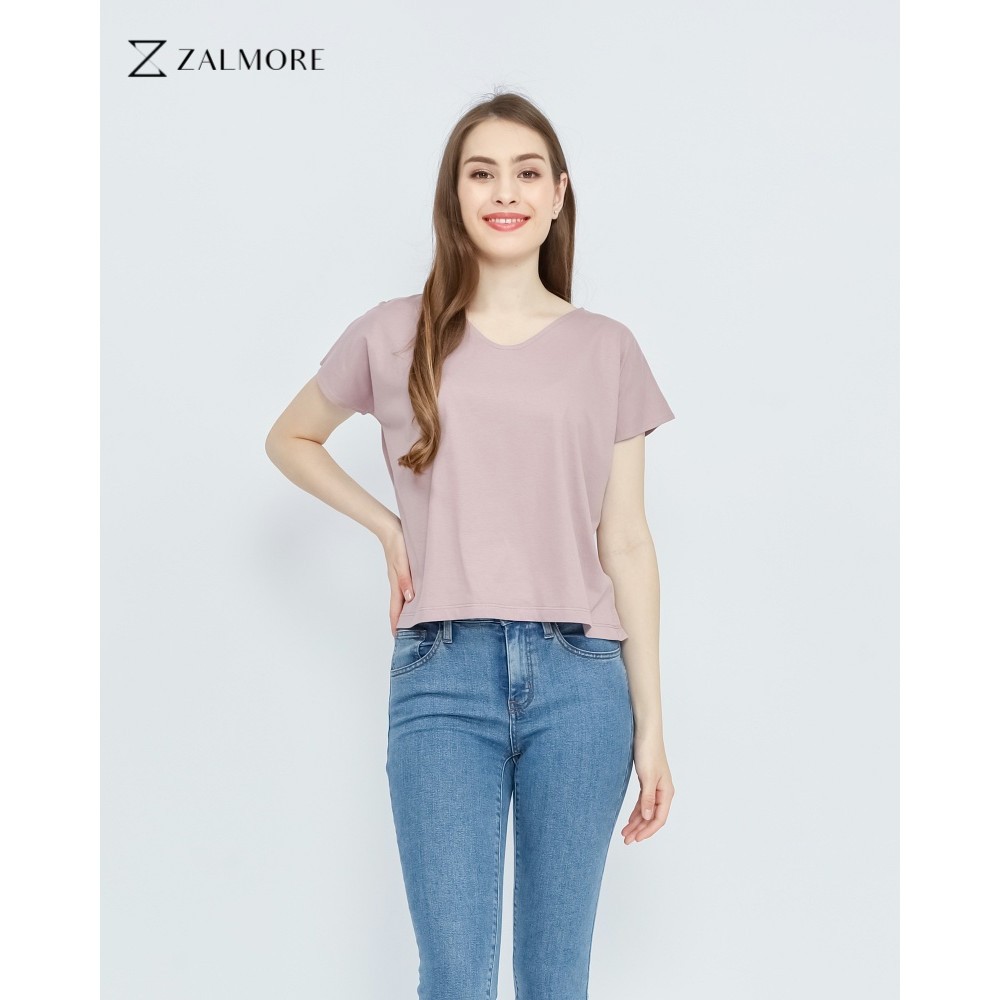 Zalmore Women Vneck Loose T-Shirt Premium Cotton - Women's T-Shirt ...