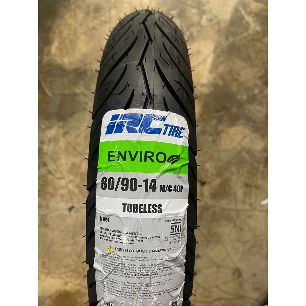 Tubeless FRONT MATIC TIRE BRAND IRC SIZE 80/90-14 motif ENVIRO ORI NEW ...