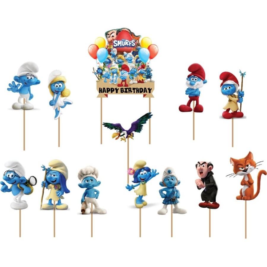 Smurfs Smurf theme birthday cake decoration cake topper | Shopee Singapore