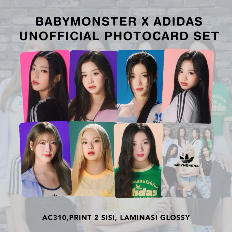 [Set] Babymonster X ADIDAS Unofficial Photocard Set Ahyeon Ruka Asa Pharita Chiquita Haram Rora ...