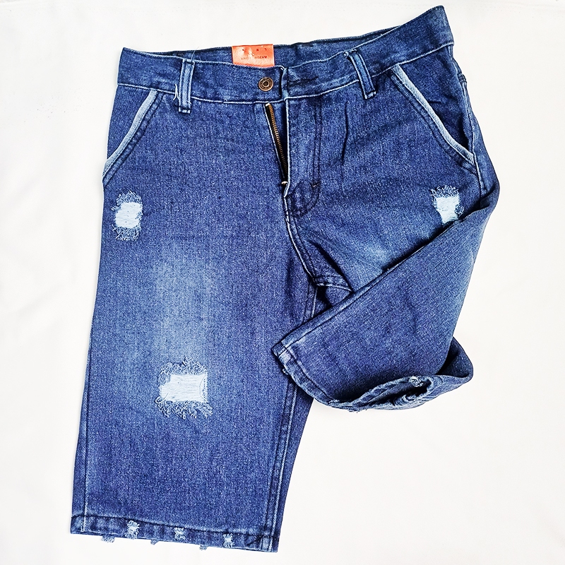 Adult Mens Ripped Short Jeans 100 Midweight Denim Navy Blue Shopee Singapore