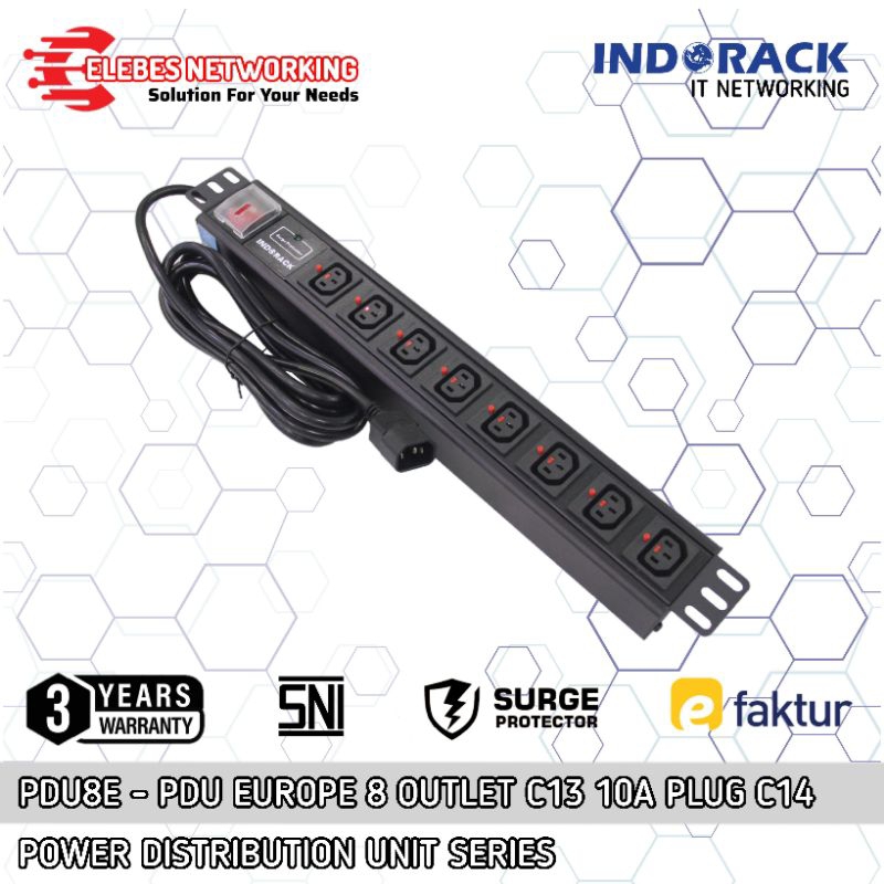 Pdu6e PDU6E PDU INDORACK 6 Outlet C13 Plug C14 10A Europe Power ...