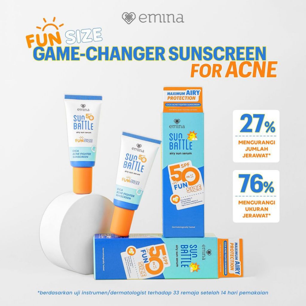 Emina SUN BATTLE SPF 50 PA++++ 20ml (Blue FUN SIZE) | Shopee Singapore