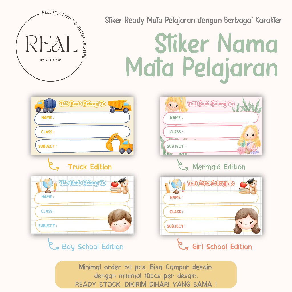 (NOT Custom) - Lesson Name Stickers / School Name Stickers / Book Name ...