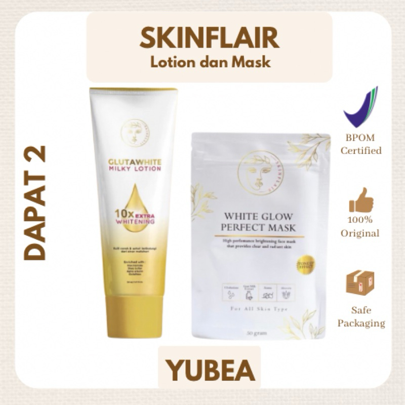 SKINFLAIR GLUTA WHITE MILKY LOTION / WHITE GLOW PERFECT WHITE MASK ...
