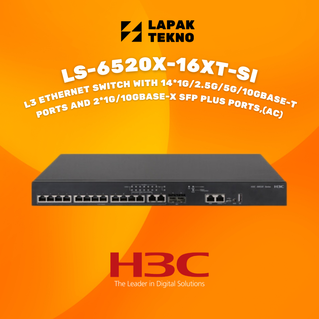 H3c LS-6520X-16XT-SI L3 Ethernet Switch with 14*1G/2.5G/5G/10GBase-T Ports and 2*1G/1gbase-X SFP ...
