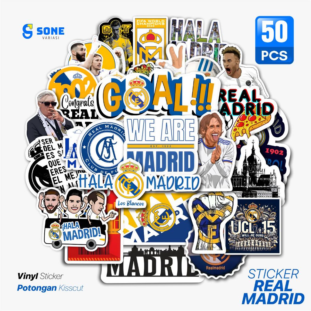 [50Pcs] Sticker PACK REAL MADRID AESTHETIC LAPTOP Decoration Suitcase ...