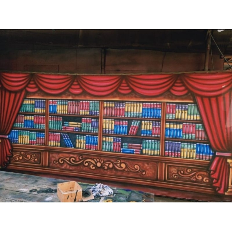 Graduation Background Bookshelf 3x6m Studio Photo Backdrop | Shopee ...