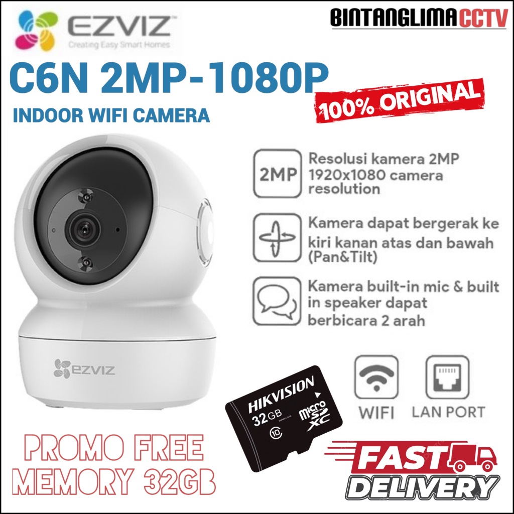 Ezviz C6N FULL HD 1080P SMARTCAM CCTV INDOOR WIRELESS | Shopee Singapore