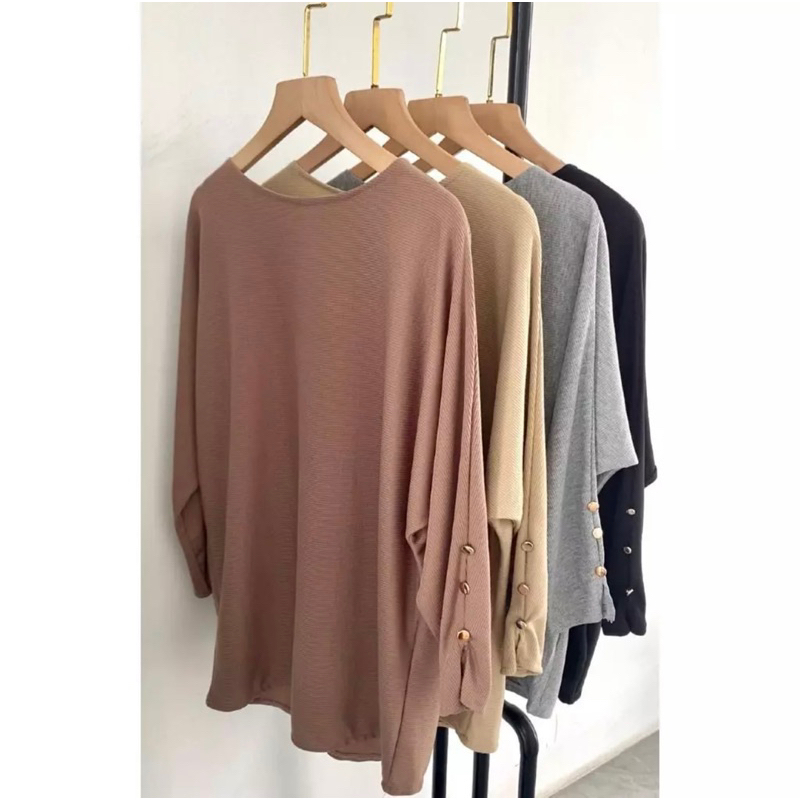 Abby TOP PREMIUM BATWING KNIT BLOUSE // BATWING PLAIN KNIT BLOUSE ...