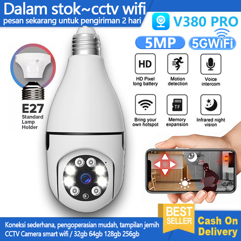 Cctv Camera Light Bulb V380 Pro 5MP Outdoor Full HD cctv IP Camera ...