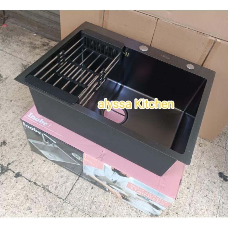 Kitchen sink INOBE 6045 Black kitchen sink only (pull drain) | Shopee ...