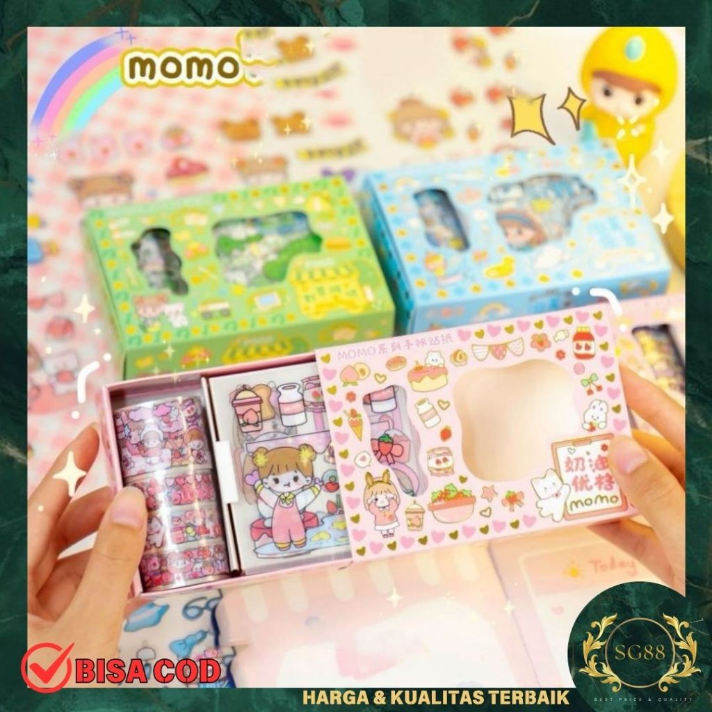 Momo Sticker Set contains 10 sheets + 4 rolls Waterproof Stickers with ...