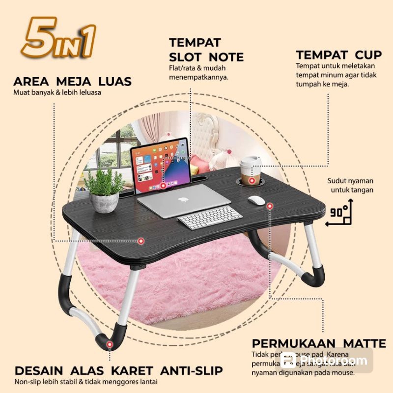 Plain Laptop Folding Table Portable Children's Study Table Plain Large Study Table | Shopee ...