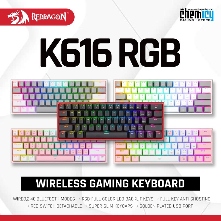 Redragon K616 60% RGB Wireless Mechanical Gaming Keyboard | Shopee ...