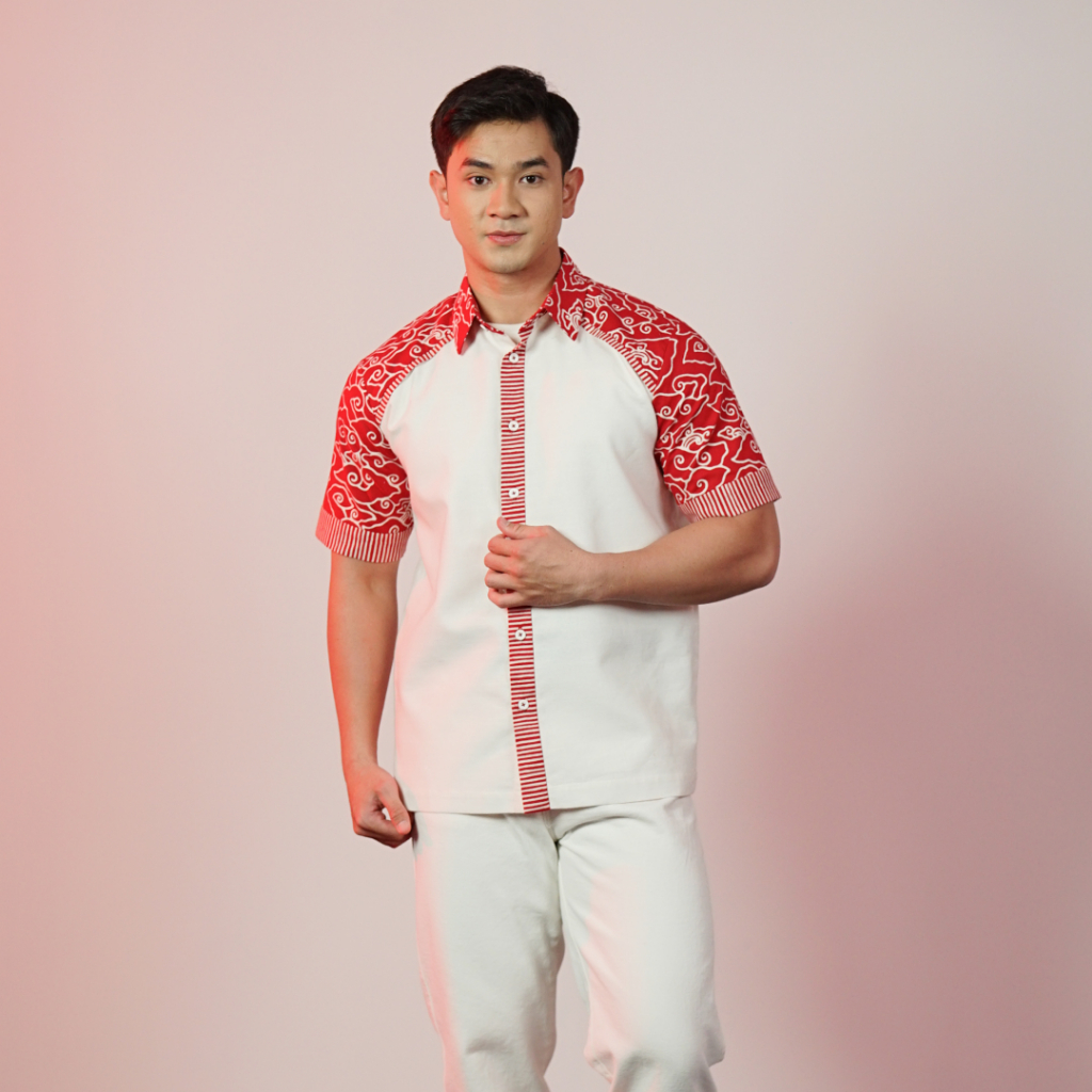 KEMEJA PUTIH Batik TRUSMI Merdeka Collection Polo Shirt Batik White ...