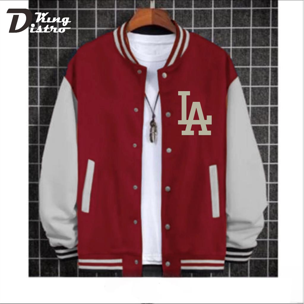Varsity Baseball Jacket Button LA Text SILVER LOGO Varsity Jacket ...