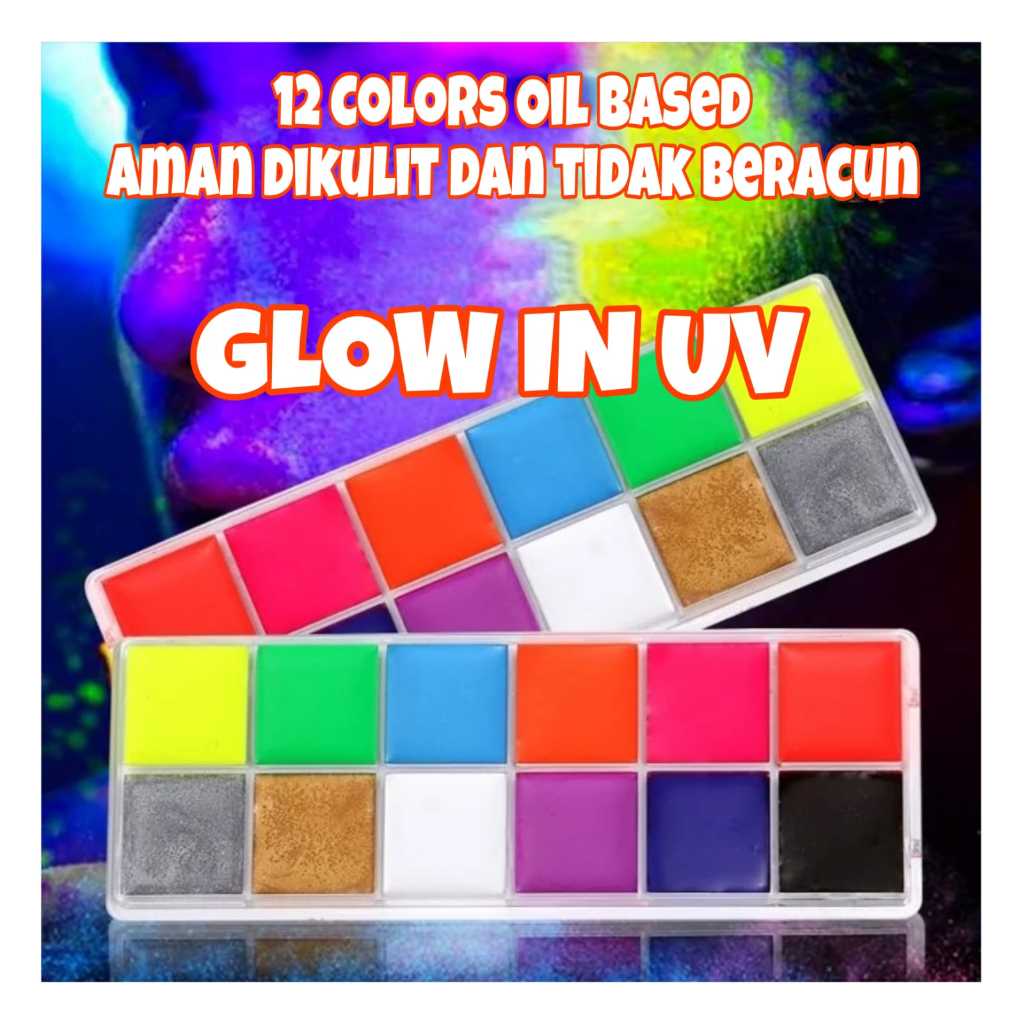 High Pigment 12 Colors Oil Based Face and Body Painting Palette UV ...