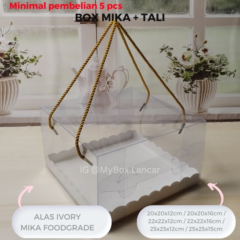 (min 5pcs) BOX Mica TALI 25 x 25 x 15 CAKE BOX CAKE FULL MIKA DOS DUS ...