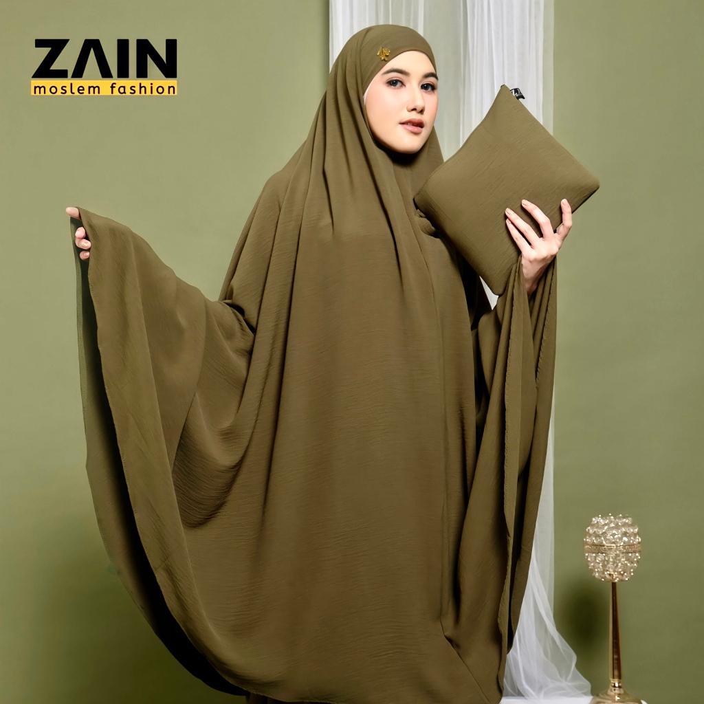 Zain MOSLEM FASHION Adult Mukena Plain Crinkle Airflow 3in1 Premium ...