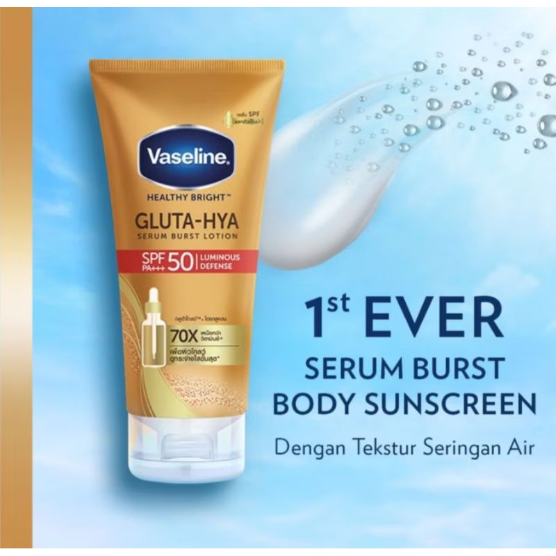 Vaseline GlutaHya serum burst body sunscreen SPF 50 PA+++ | Shopee ...