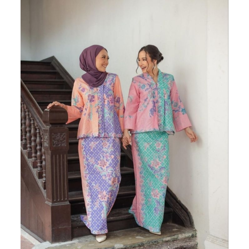 Batik Kebaya Set Batik Series Soft Pastel Batik Al Mubarok | Shopee ...