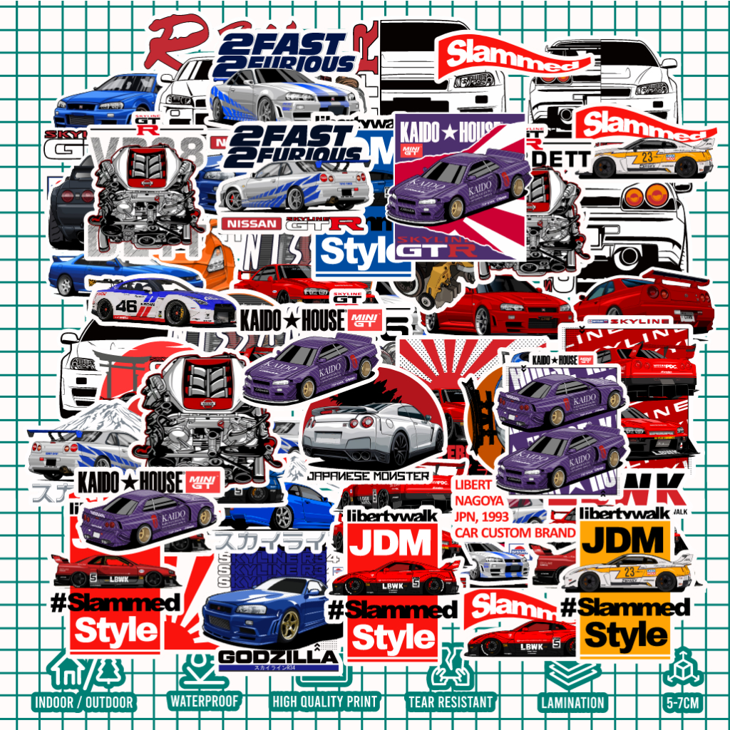 Krmk Sticker Pack NISSAN SKYLINE GTR NISSAN SKYLINE R34 R35 MINI GT ...