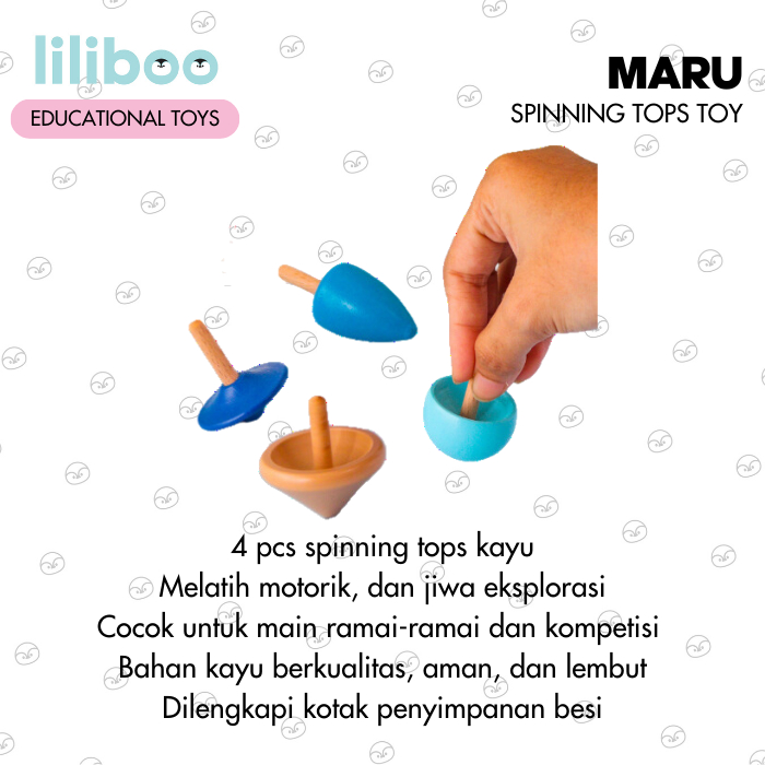 LILIBOO MARU Children's Educational Toy Montessori Wooden Spinning Tops ...