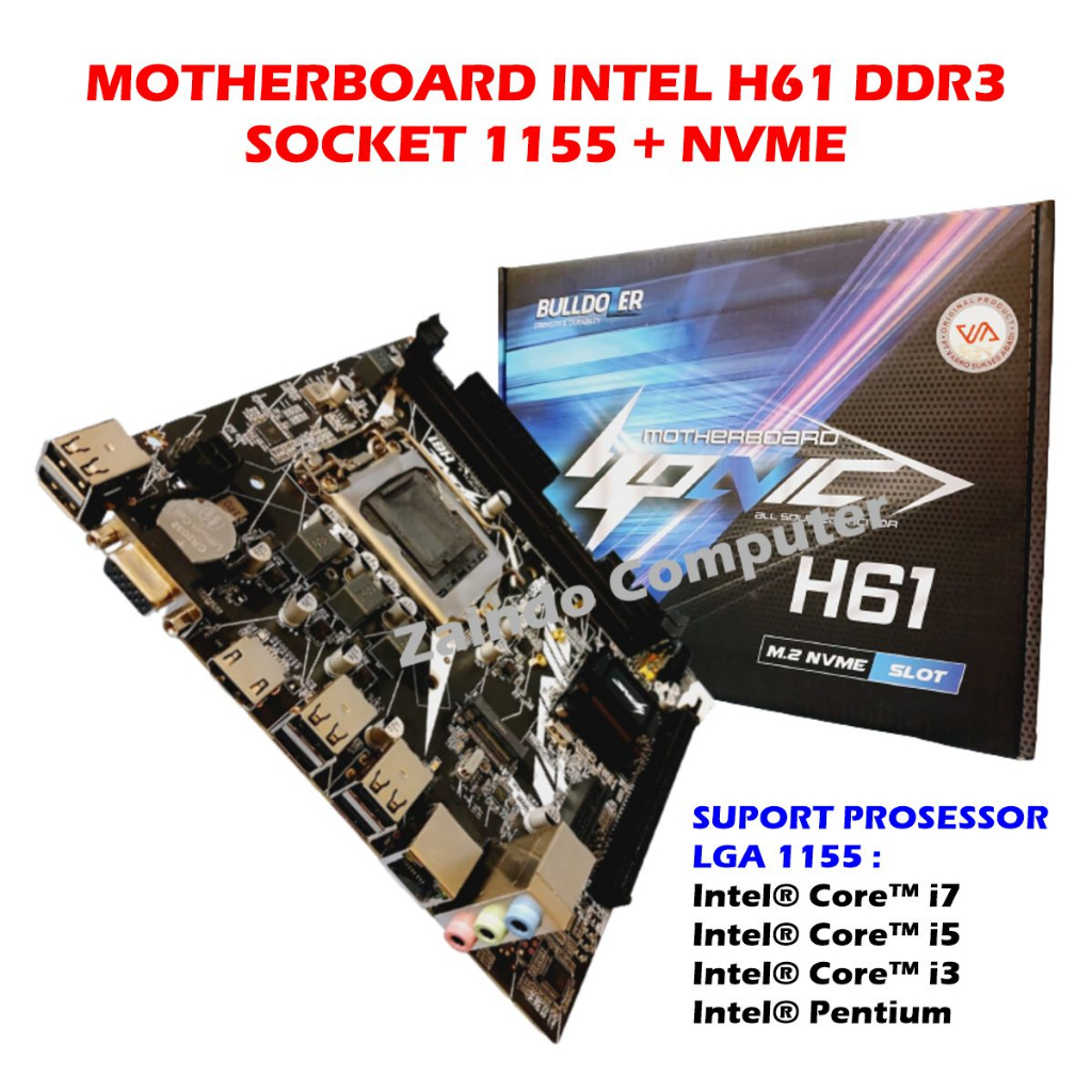QWERTY H61 LGA 1155 DDR3 MOTHERBOARD + M.2 NVME M-ATX SLOT ...