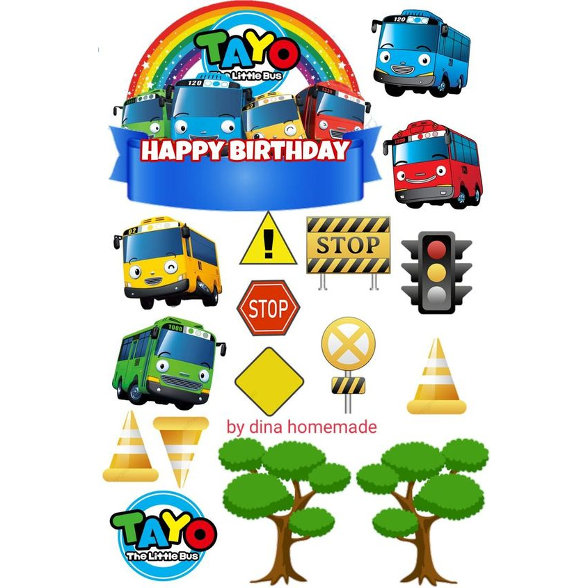 Tayo/topper Cake Happy Birthday Can Request Name And Age/Topper TAYO ...
