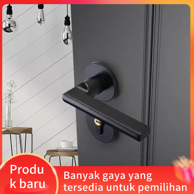 Door lock Full Handle Set Straight Door Handle Black Door lock Premium ...