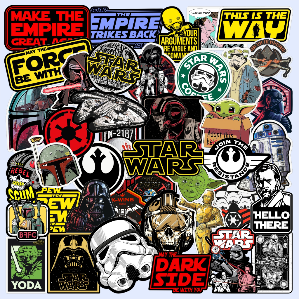 55 Pcs Star Wars Vinyl Waterproof Stickers Pack for Stickers Helmet ...