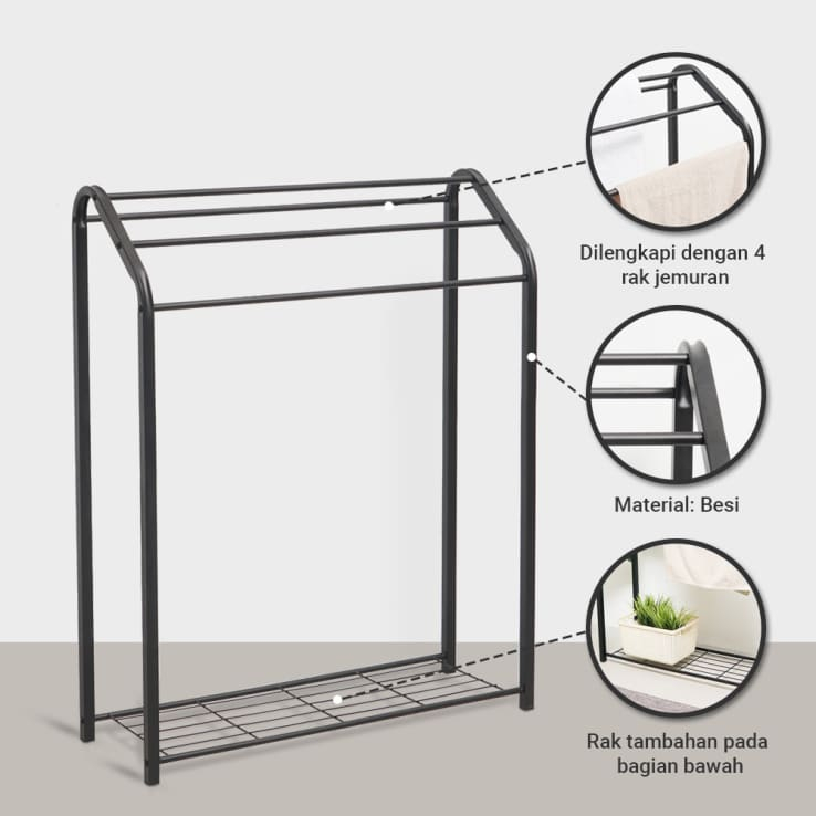 INFORMA - CLOTHES TOWEL DRYING RACK TOWEL STAND 3 4 5 RAILS | Shopee ...