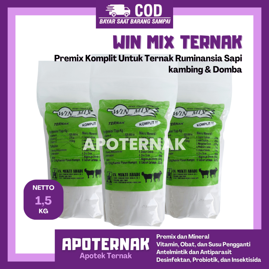 Win MIX LIVESTOCK 1,5 Kg | Complete Premix for Ruminant Cattle, Goats ...