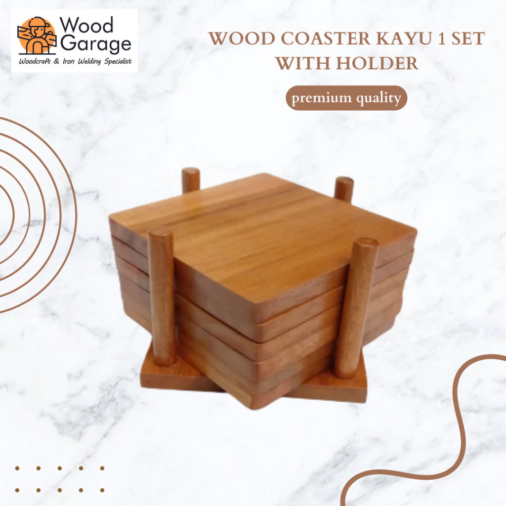 KAYU Wood coaster / wooden coaster 1 set | Shopee Singapore