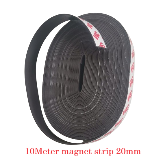 1Roll 10meter Rubber Magnet Strip sheet + 3M tape 20mm wide 2cm x 1.5mm ...