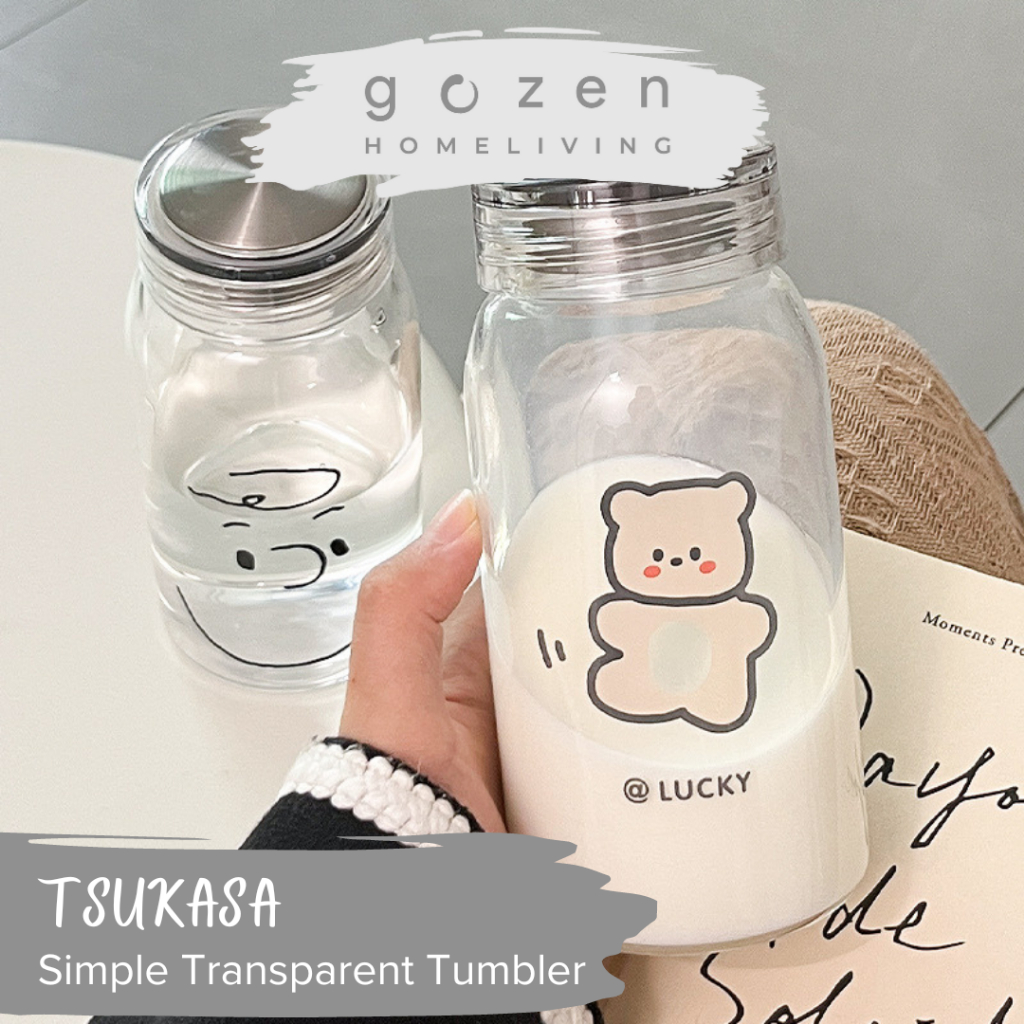 【GOZEN】TSUKASA Cute Pudding Glass Bottle Aesthetic Thick Water Bottle ...