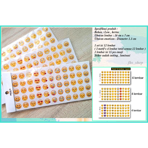 12 Sheets Aesthetic Sticker Emoticon Sticker EmojiMedsos Emoticon Deco ...