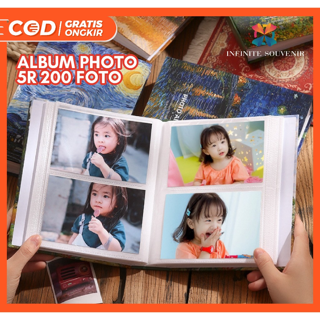 ALBUM 5R 200 PHOTOS / Photo Album Book Contains 200 Photos 5R 13.5 X 18.6 CM / Collection Book ...