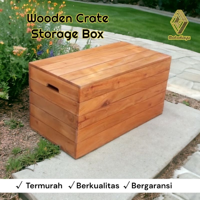 KAYU Wooden crate lid box Wooden storage box storage box 100x40x50 cm ...