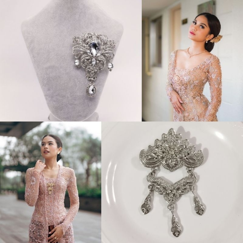 Royal Diamond Brooch | Silver Gold Aesthetic Kebaya Pin Brooch | Shopee ...