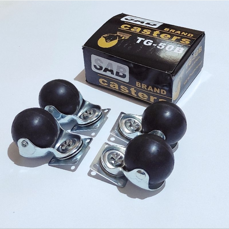 HITAM 2 inch Living Round Rubber Caster Wheels 2 inch Plastic Swivel ...