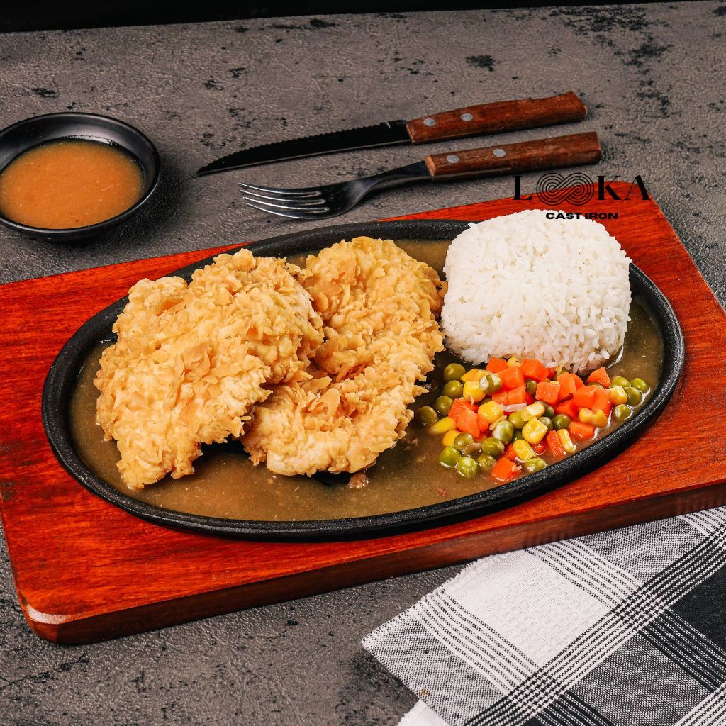 Looka Cast Iron Hot Plate Steak / Large Plain Oval Steak Plate 28 x 17 ...